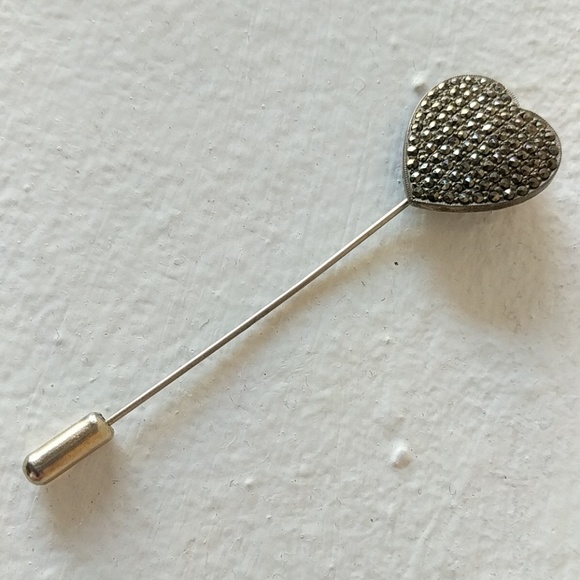 Jewelry | Sterling Silver Marcasite Heart Pin | Poshmark